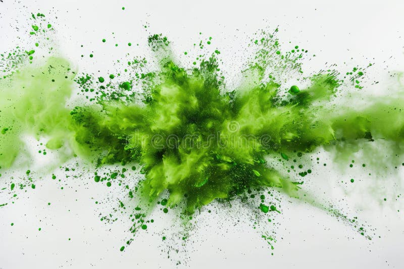 Green Lime Paint Explosion Abstract Background. Coloured Cloud on White ...