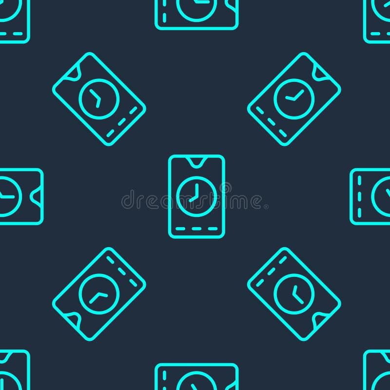 Green Line Alarm Clock App Smartphone Interface Icon Isolated Seamless ...