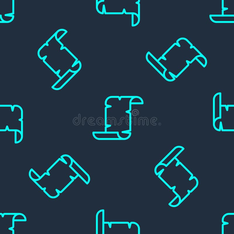 Green Line Ancient Papyrus Scroll Icon Isolated Seamless Pattern on ...