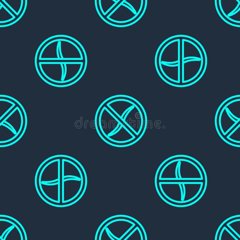 Green Line Anti Worms Parasite Icon Isolated Seamless Pattern on Blue ...