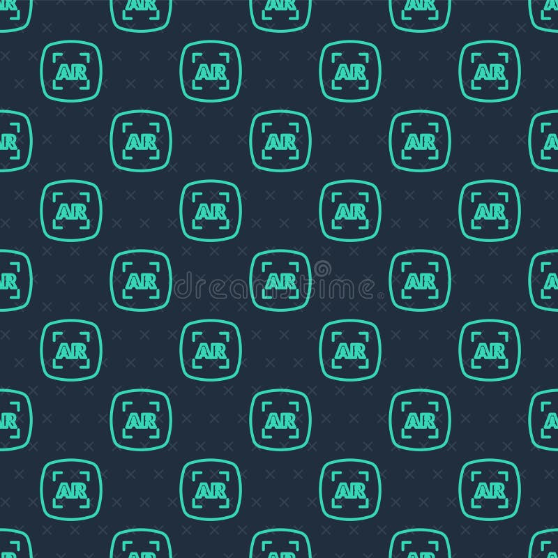 Green Line Augmented Reality AR Icon Isolated Seamless Pattern on Blue ...