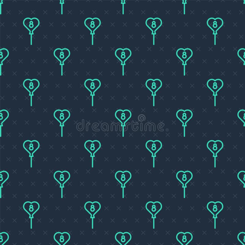 Green Line Balloons with 8 March Icon Isolated Seamless Pattern on Blue ...