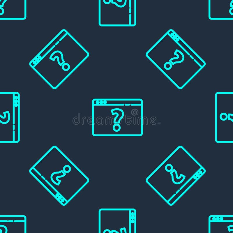 Green Line Browser with Question Mark Icon Isolated Seamless Pattern on ...