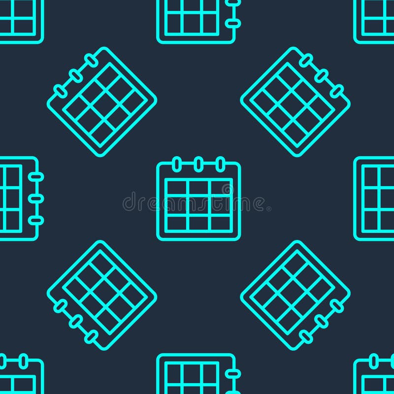 Green Line Calendar Icon Isolated Seamless Pattern on Blue Background ...