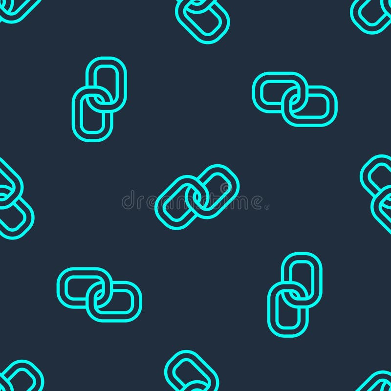 Green Line Chain Link Icon Isolated Seamless Pattern on Blue Background ...
