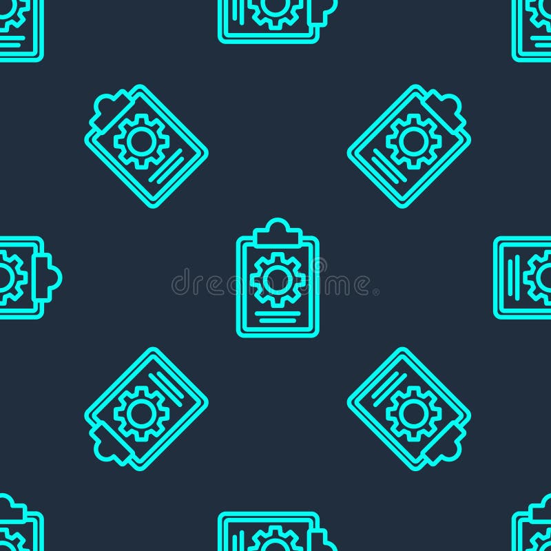 Green Line Checklist Clipboard with 24 Hours Service Icon Isolated ...