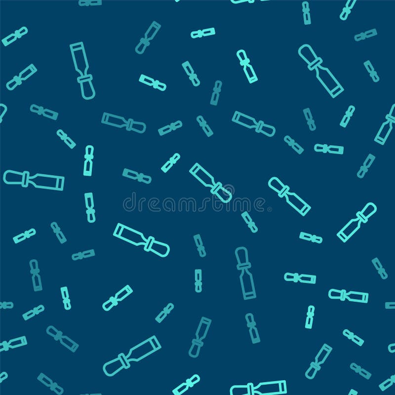 Green Line Chisel Tool for Wood Icon Isolated Seamless Pattern on Blue ...