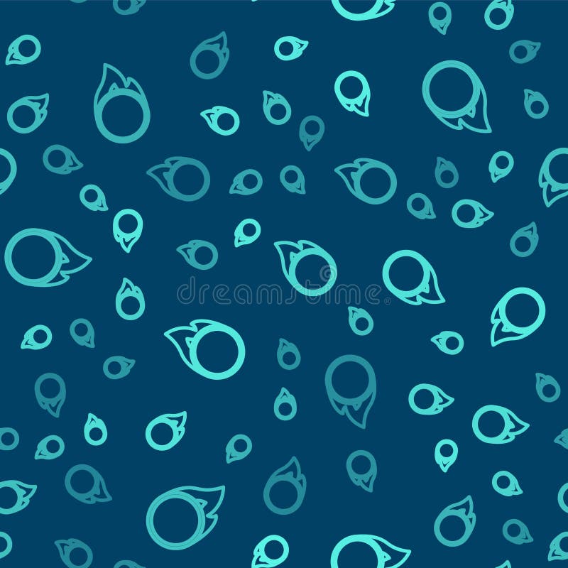 Green Line Circus Fire Hoop Icon Isolated Seamless Pattern on Blue ...