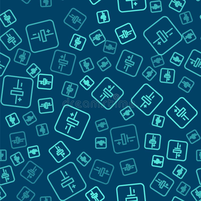Green Line DC Voltage Source Icon Isolated Seamless Pattern on Blue ...