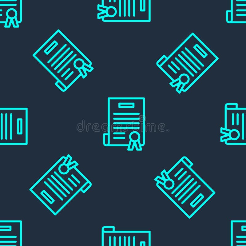 Green Line Declaration of Independence Icon Isolated Seamless Pattern ...