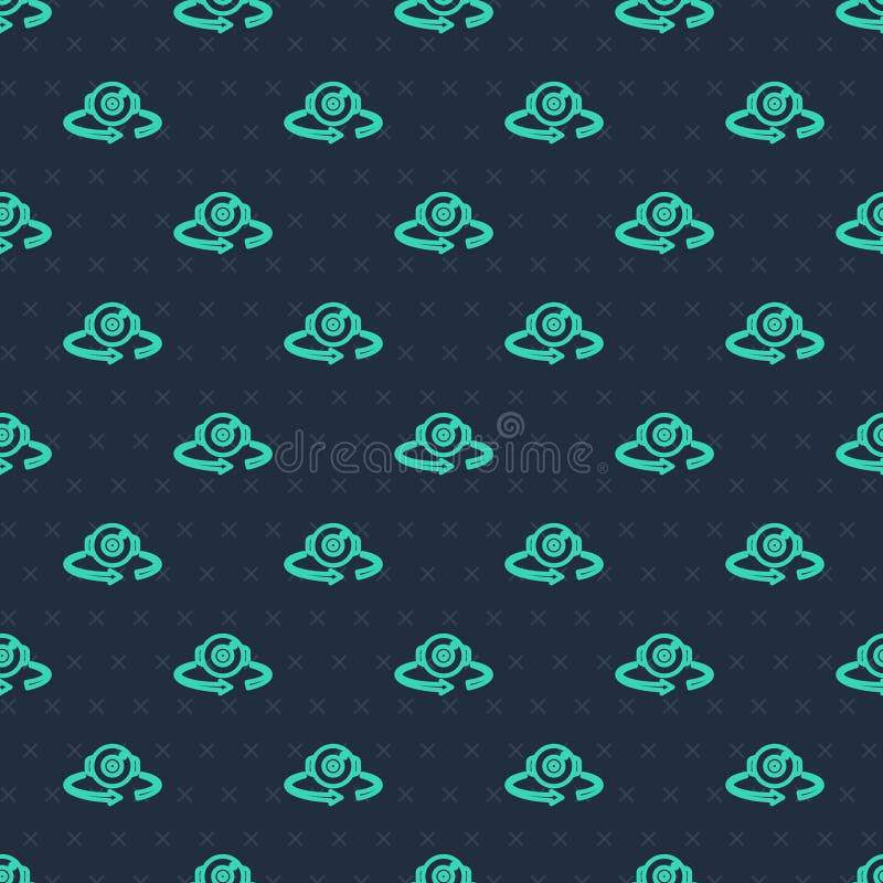 Green Line 360 Degree View Icon Isolated Seamless Pattern on Blue ...
