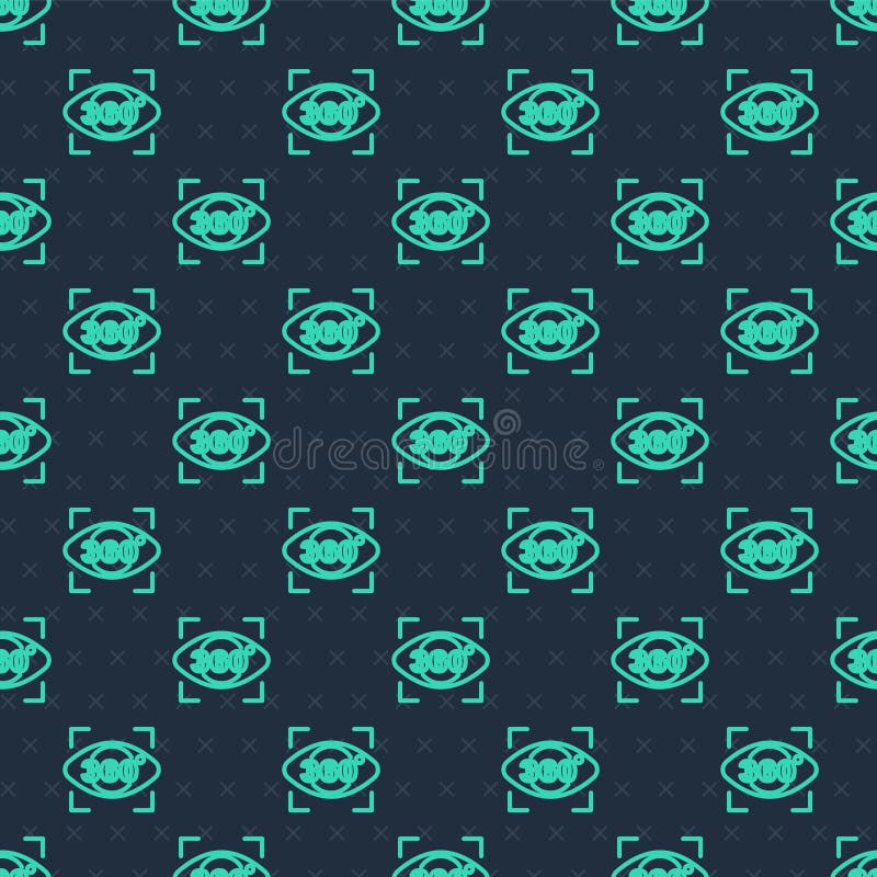 Green Line 360 Degree View Icon Isolated Seamless Pattern on Blue ...