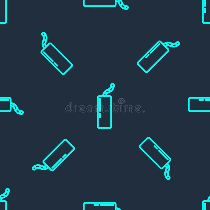 Green Line Detonate Dynamite Bomb Stick and Timer Clock Icon Isolated ...