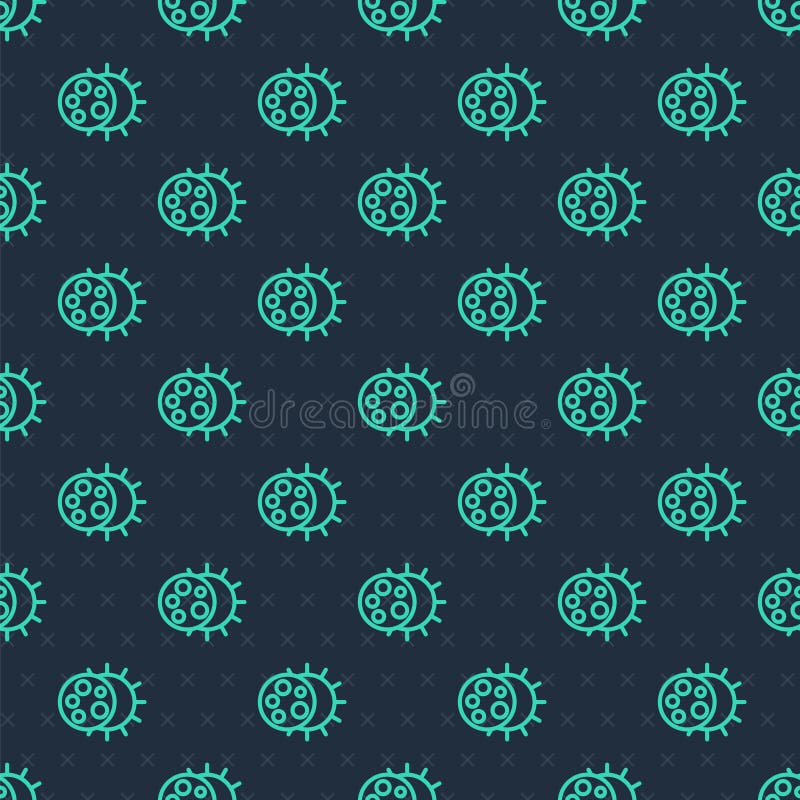 Green Line Eclipse of the Sun Icon Isolated Seamless Pattern on Blue ...