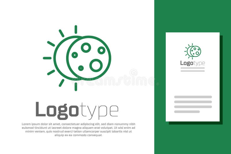 Green Line Eclipse of the Sun Icon Isolated on White Background. Total ...