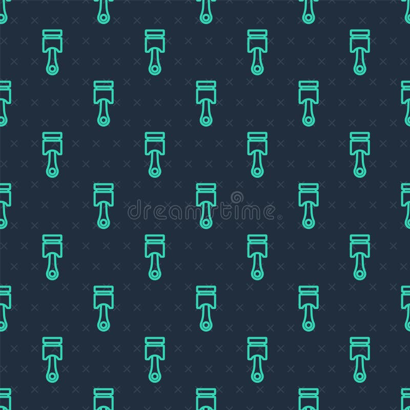 Green Line Engine Piston Icon Isolated Seamless Pattern on Blue ...