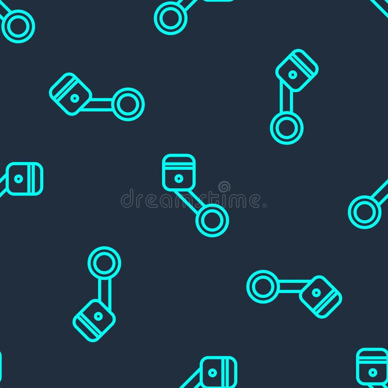 Green Line Engine Piston Icon Isolated Seamless Pattern on Blue ...