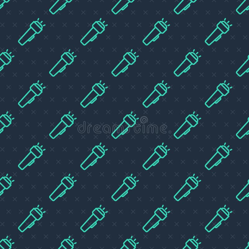 Green Line Flashlight Icon Isolated Seamless Pattern on Blue Background ...