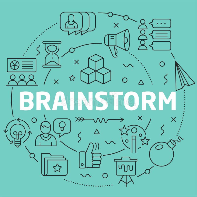 Green Line Flat Circle Illustration Brainstorm Stock Vector ...