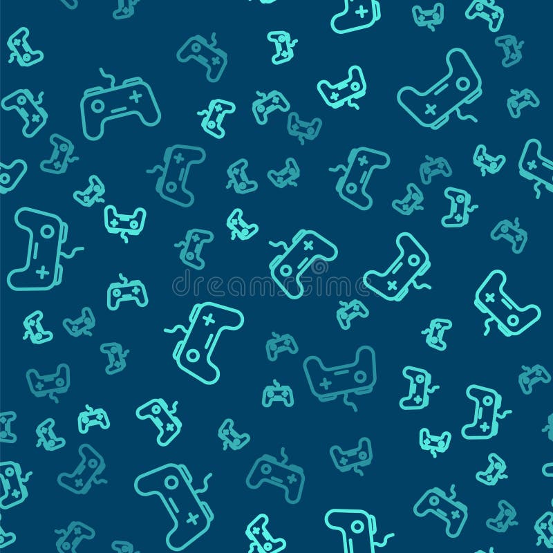 Green Line Gamepad Icon Isolated Seamless Pattern on Blue Background ... Green Line Gamepad Icon Isolated Seamless Pattern on Blue Background ...