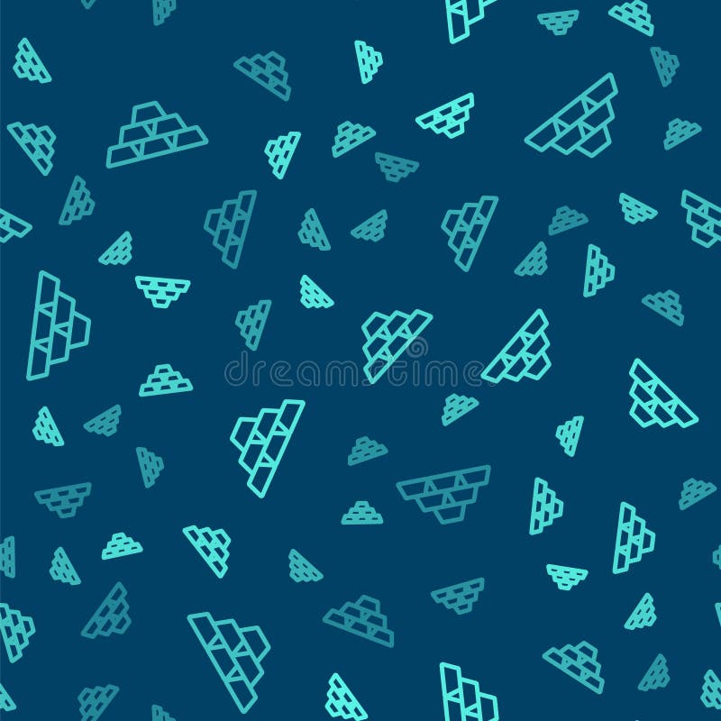 Green Line Gold Bars Icon Isolated Seamless Pattern on Blue Background ...