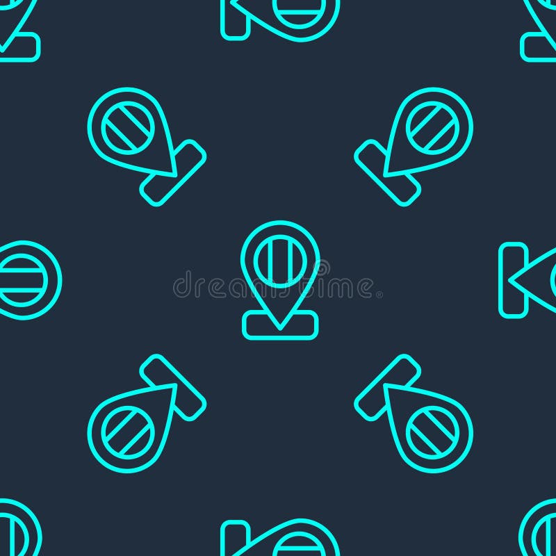 Green Line Location Flag Italy Icon Isolated Seamless Pattern on Blue ...