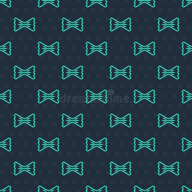 Green Line Macaroni Icon Isolated Seamless Pattern on Blue Background ...