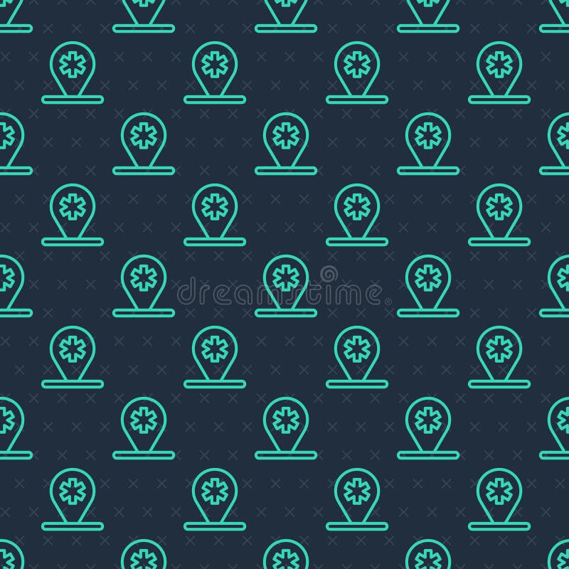 Green Line Medical Map Pointer with Cross Hospital Icon Isolated ...