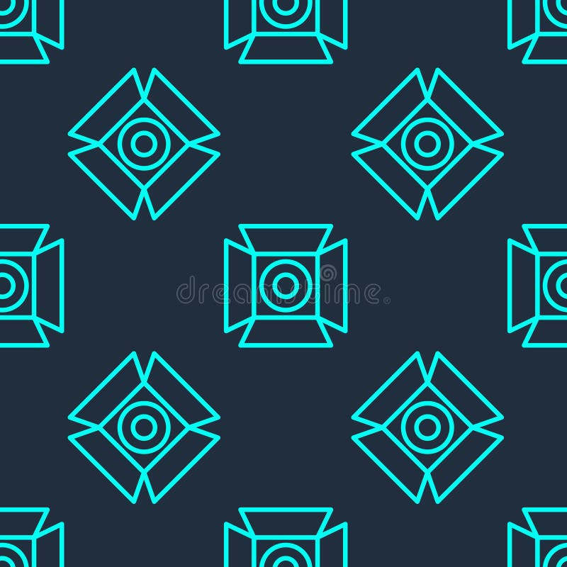 Green Line Movie Spotlight Icon Isolated Seamless Pattern on Blue ...