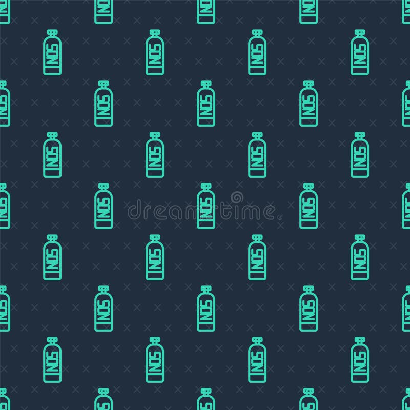 Green Line Nitrous Oxide Icon Isolated Seamless Pattern on Blue ...