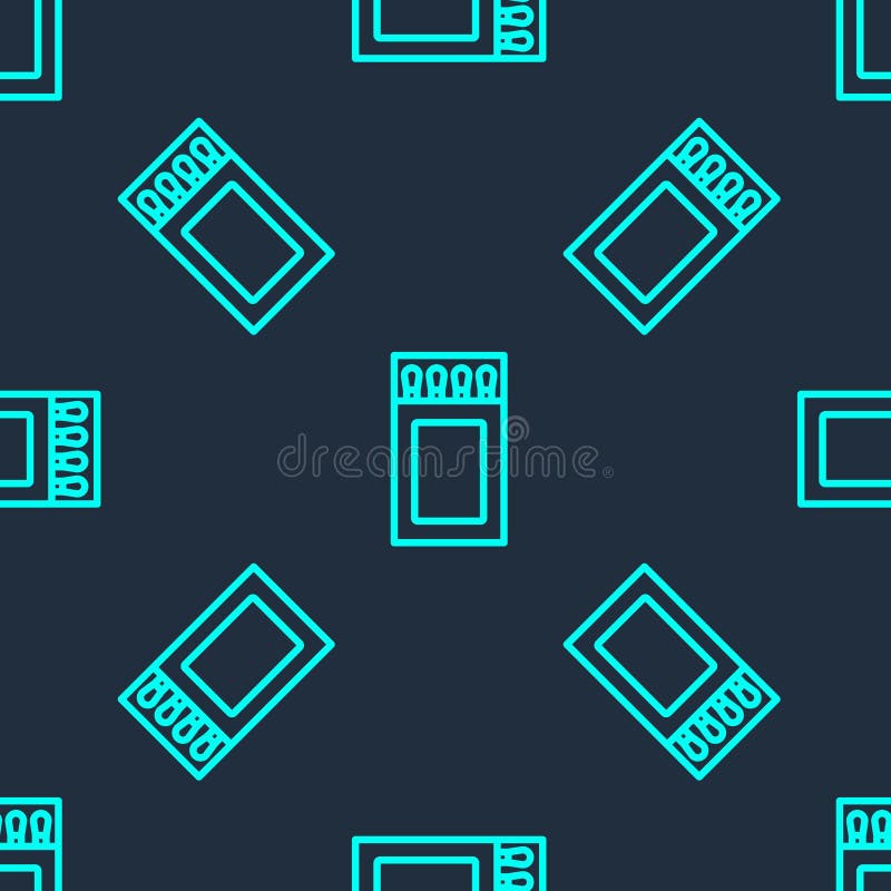 Green Line Open Matchbox and Matches Icon Isolated Seamless Pattern on ...