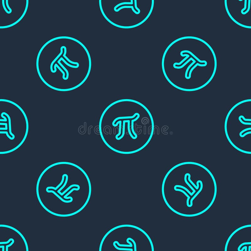 Green Line Pi Symbol Icon Isolated Seamless Pattern on Blue Background ...