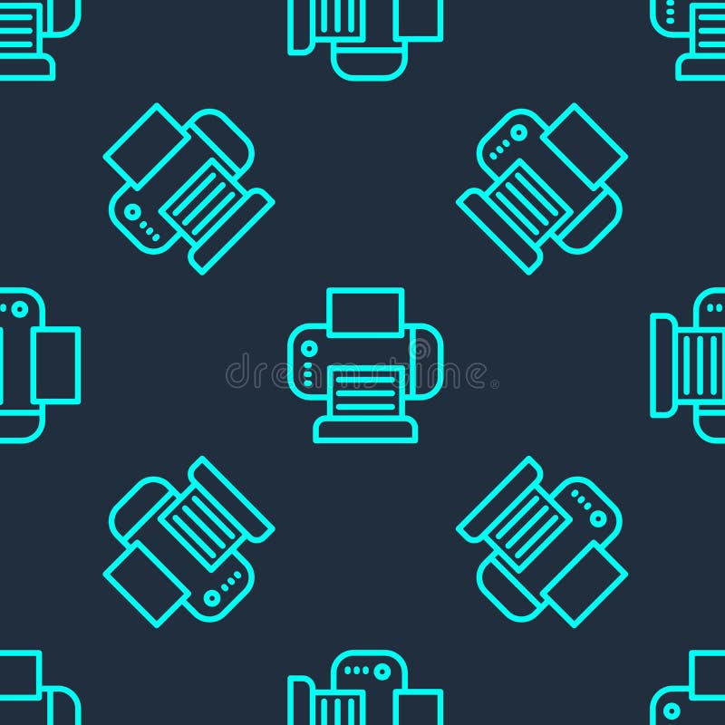 Green Line Printer Icon Isolated Seamless Pattern on Blue Background ...