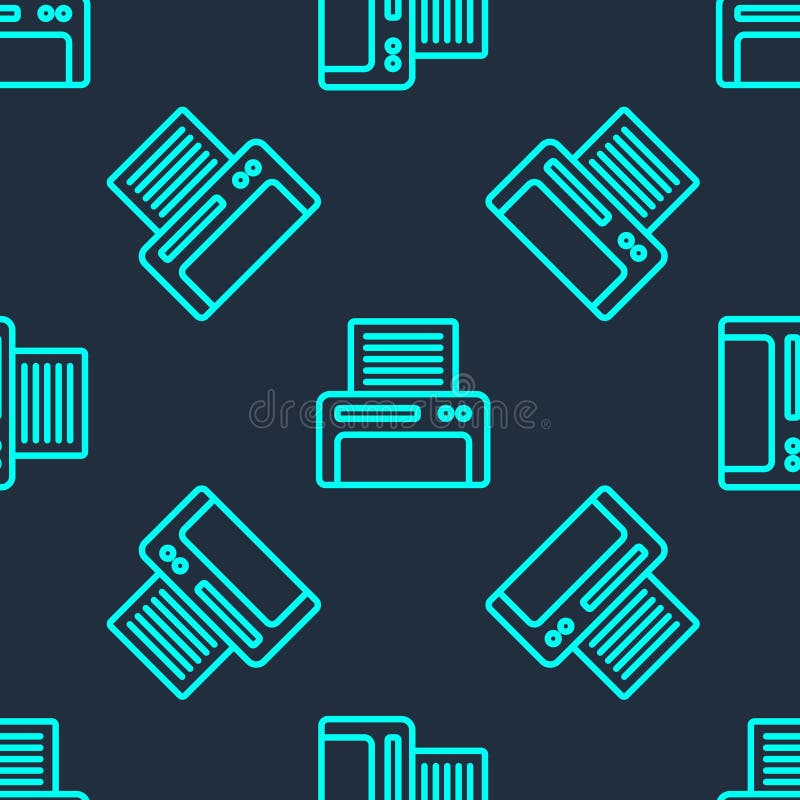 Green Line Printer Icon Isolated Seamless Pattern on Blue Background ...