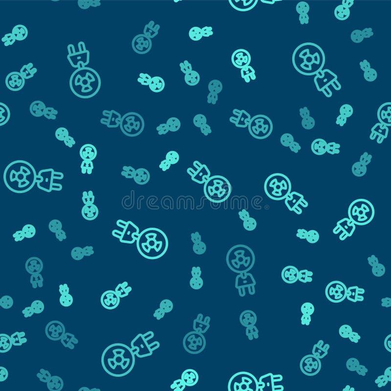 Green Line Radiation Electrical Plug Icon Isolated Seamless Pattern on ...
