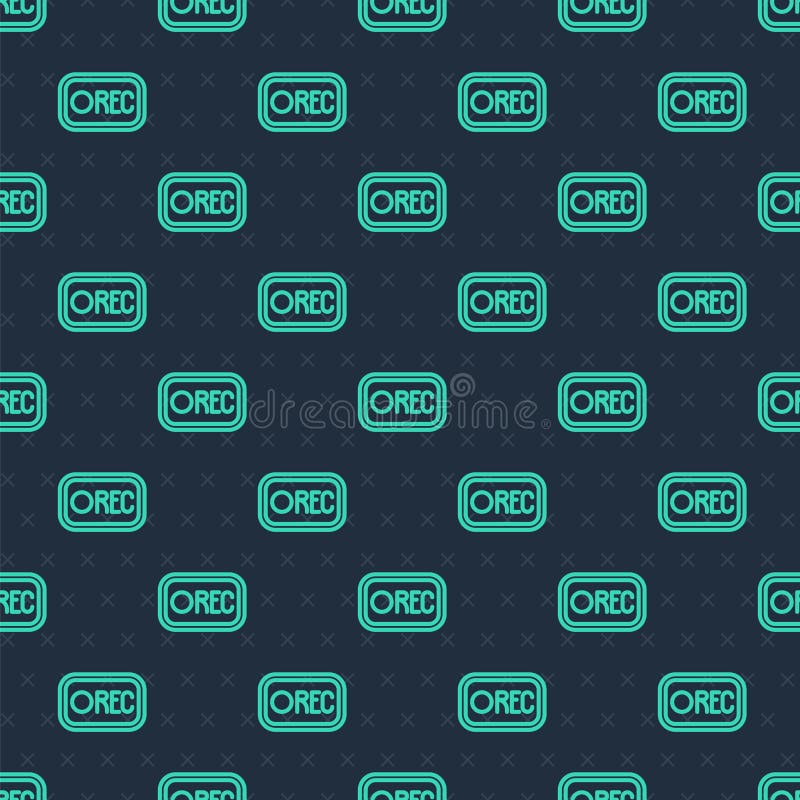 Green Line Record Button Icon Isolated Seamless Pattern on Blue ...