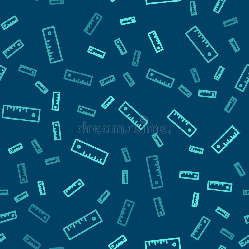 Green Line Ruler Icon Isolated Seamless Pattern on Blue Background ...