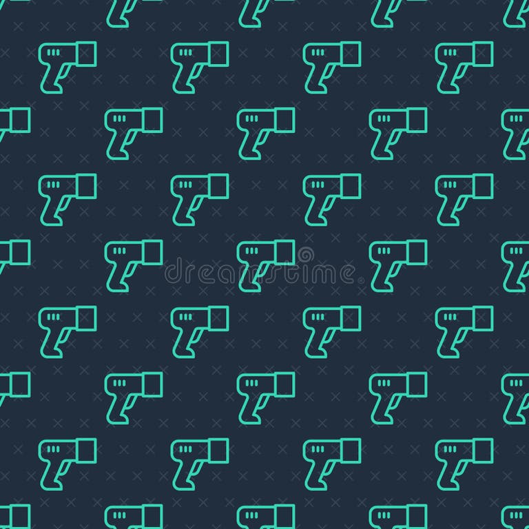 Green Line Scanner Scanning Bar Code Icon Isolated Seamless Pattern on ...