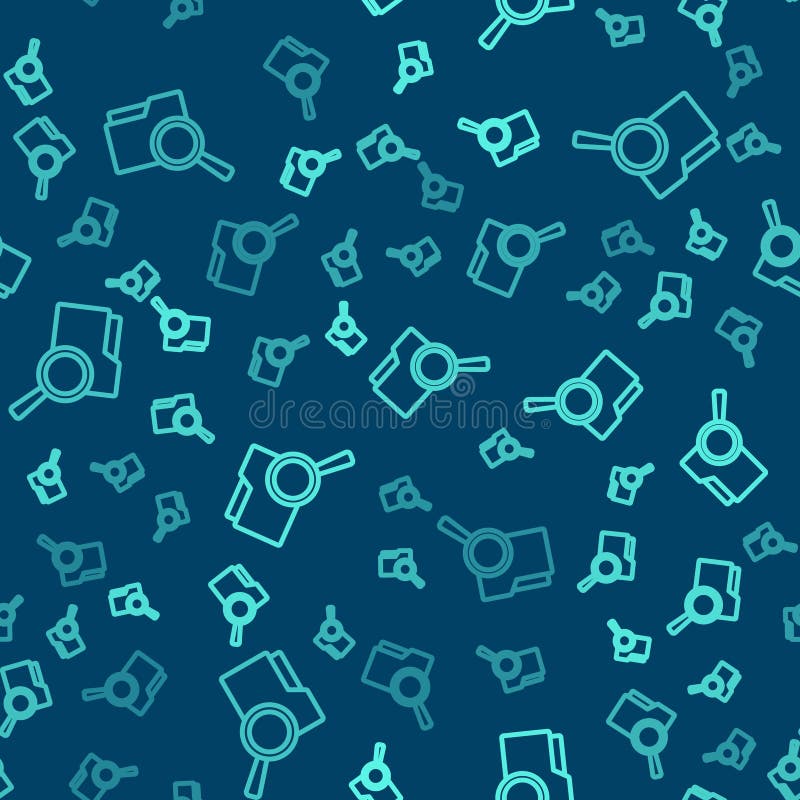 Green Line Search Concept with Folder Icon Isolated Seamless Pattern on ...