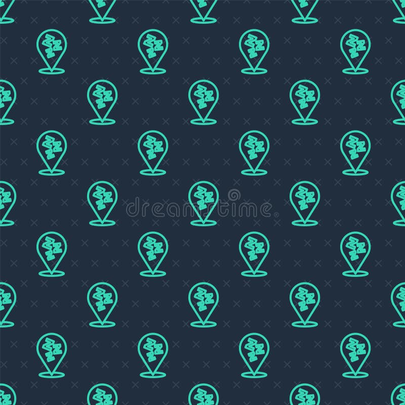 Green Line Sleepy Icon Isolated Seamless Pattern on Blue Background ...