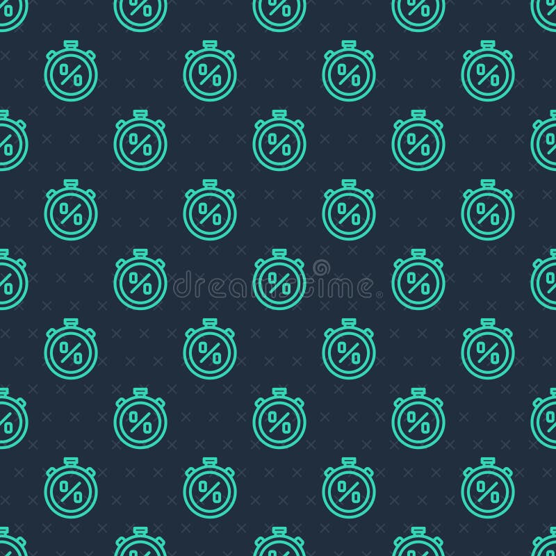 Green Line Stopwatch with Percent Discount Icon Isolated Seamless ...