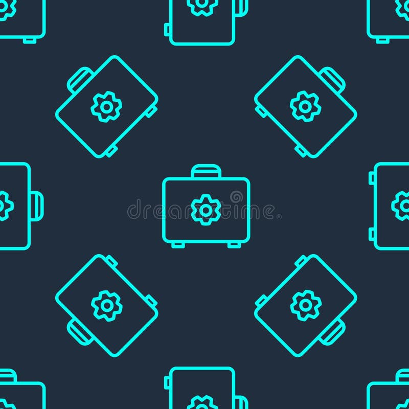 Green Line Toolbox Icon Isolated Seamless Pattern on Blue Background ...