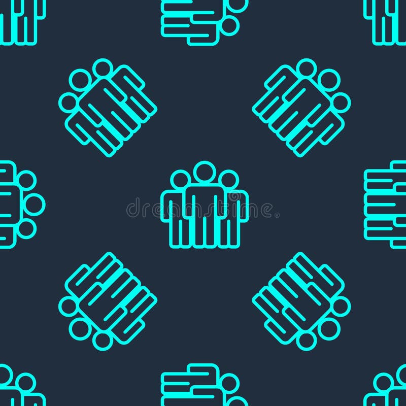 Green Line Users Group Icon Isolated Seamless Pattern on Blue ...