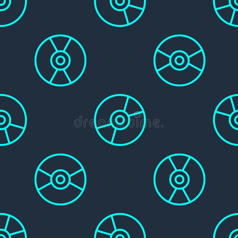 Green Line Vinyl Disk Icon Isolated Seamless Pattern on Blue Background ...