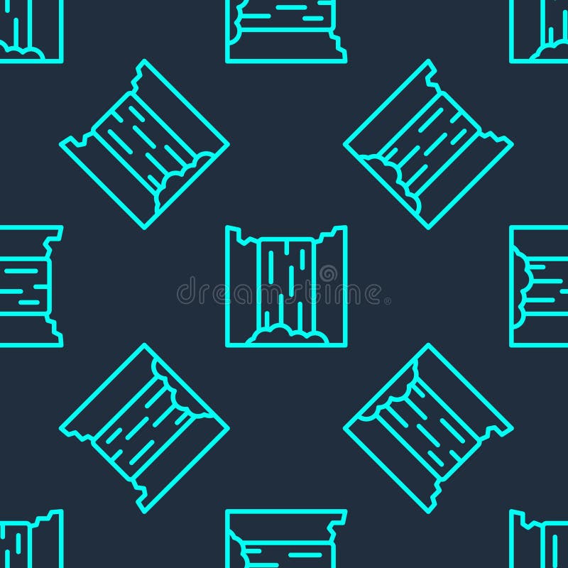Green Line Waterfall Icon Isolated Seamless Pattern on Blue Background ...