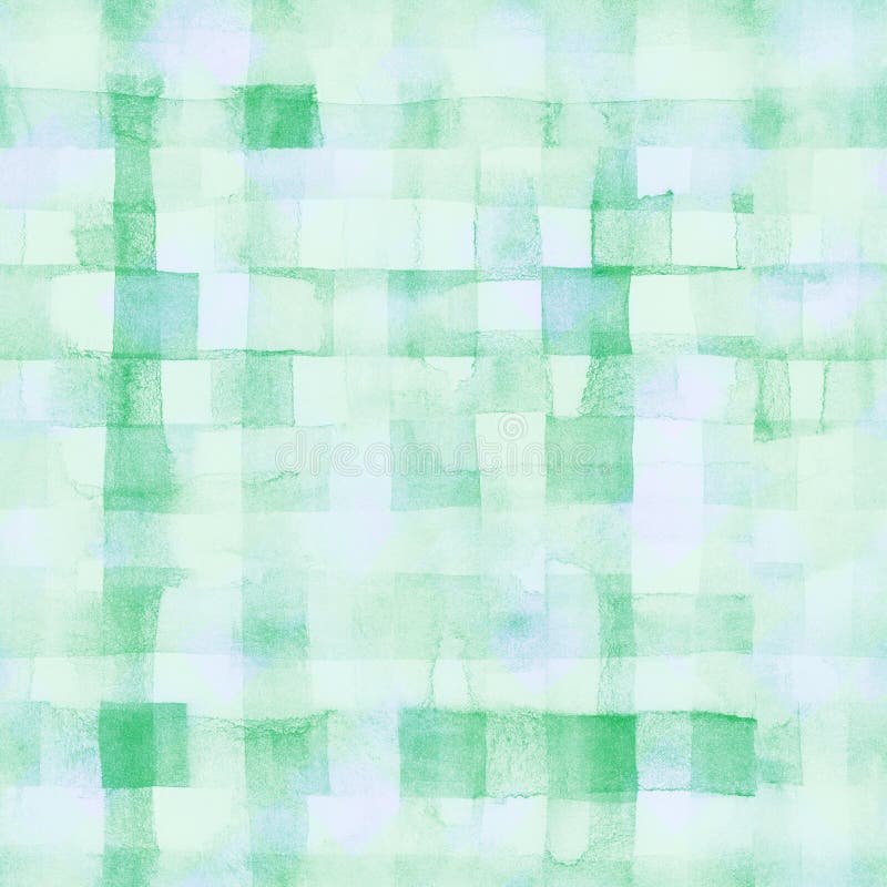 Green Lines and Squares Painted Watercolor Pattern Stock Illustration ...