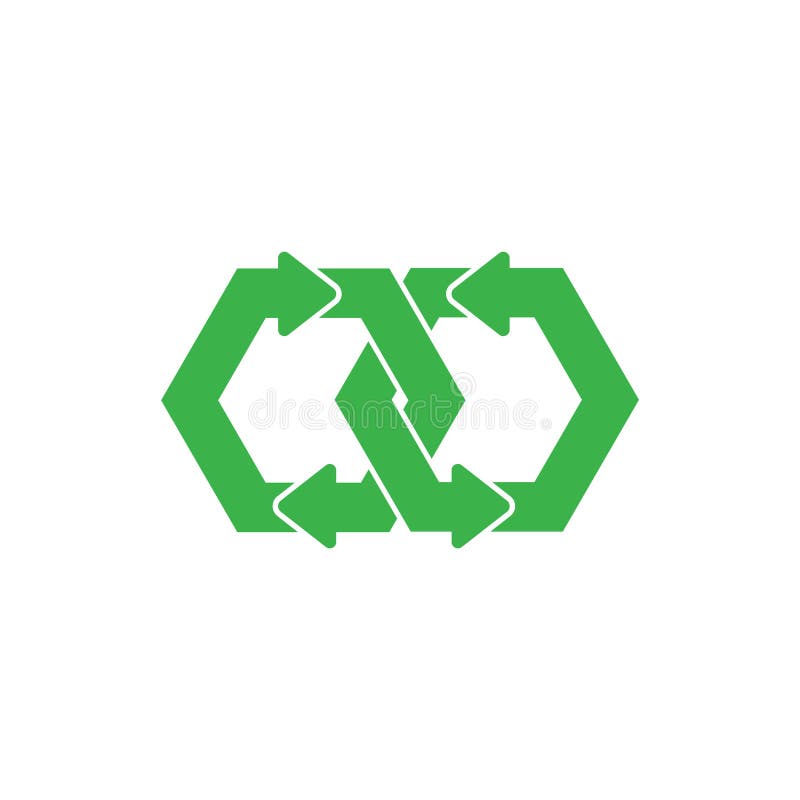 Green Linked Chain Recycle Circle Arrows Symbol Vector Stock Vector ...