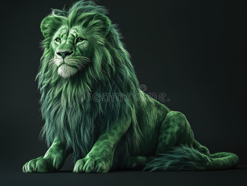 Green Lion on Black Surface Stock Image - Image of design, wild: 381900719