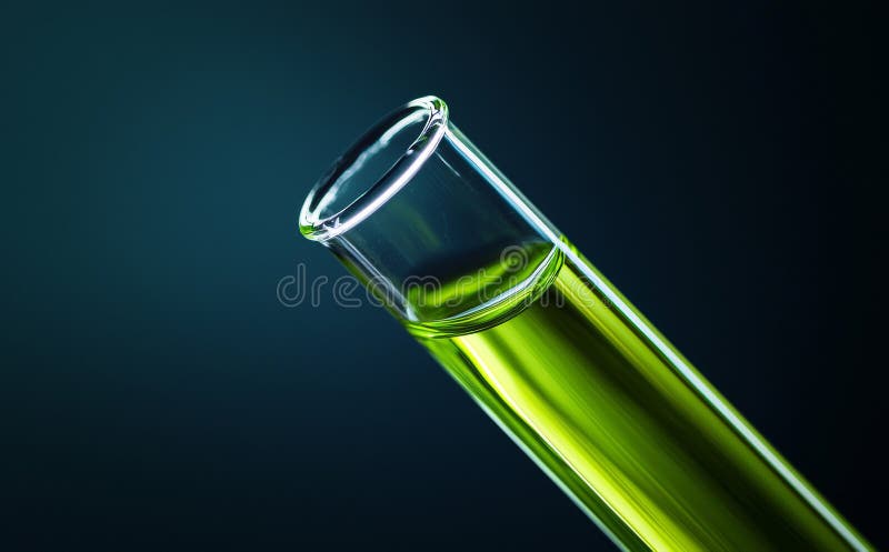 Green Liquid in a Clear Test Tube with Soft Lighting Creating an ...