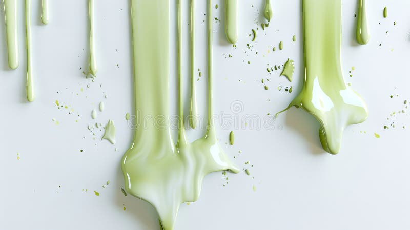 Green Liquid Dripping Down a White Surface Stock Image - Image of ...